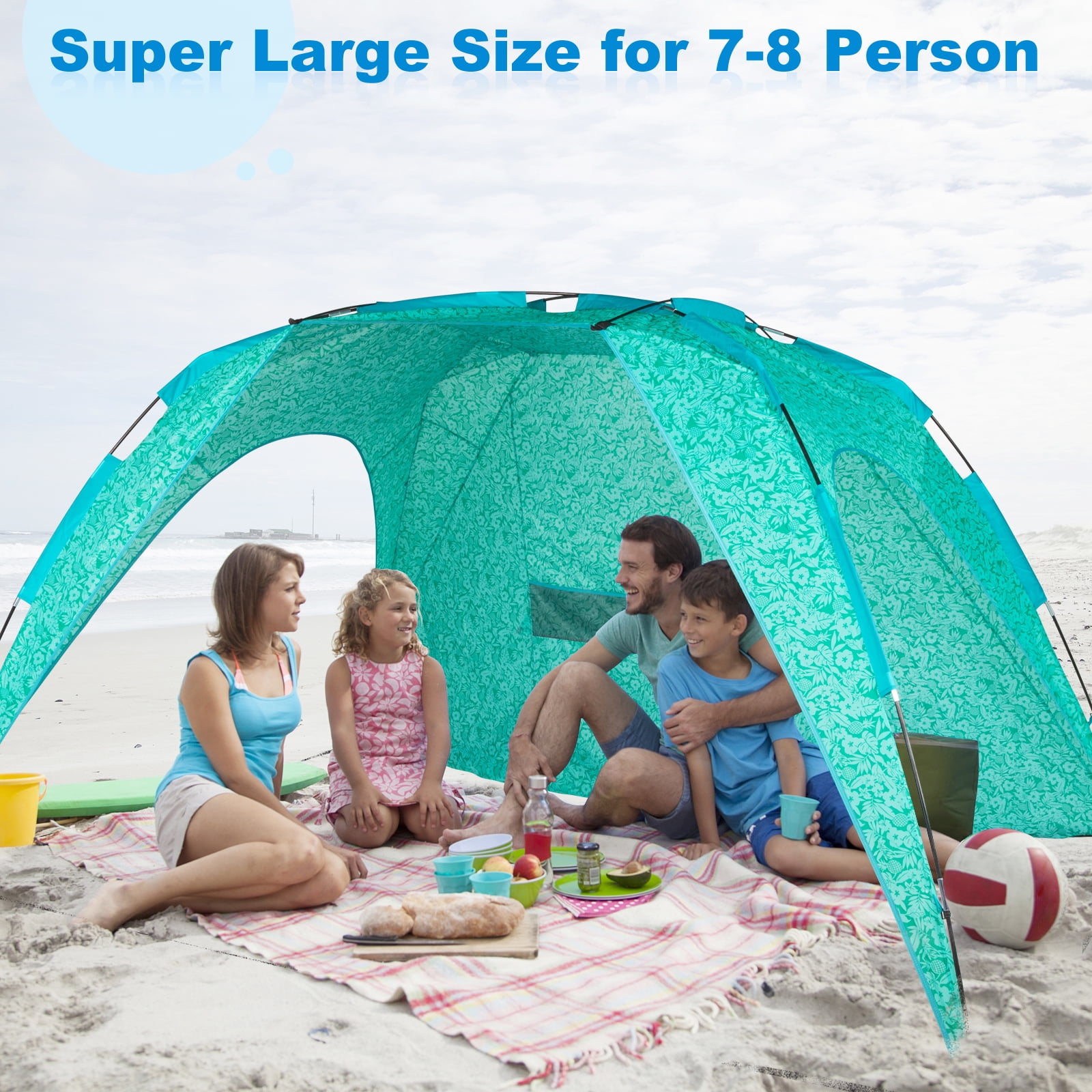 Zimtown 11x8ft Beach Tent Sun Shelter with Gear Storage and UV ...