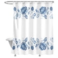 Blue Roses Shower Curtain, Botanical Floral Leaf Vintage Waterproof ...