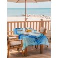 Blue Marble Rectangle Outdoor Tablecloth with Umbrella Hole Modern ...