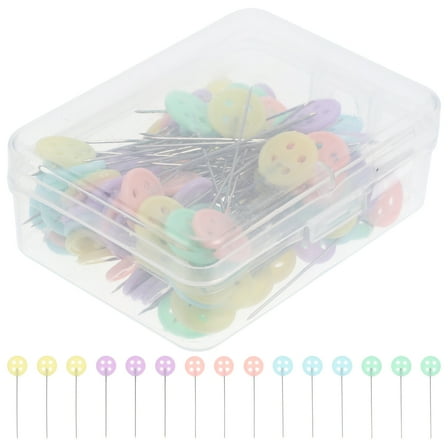 100 Piece Red White Sewing Pins Ball Glass Head Pins Straight Quilting ...