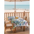 Blue Pink Flower Rectangle Outdoor Tablecloth with Umbrella Hole ...