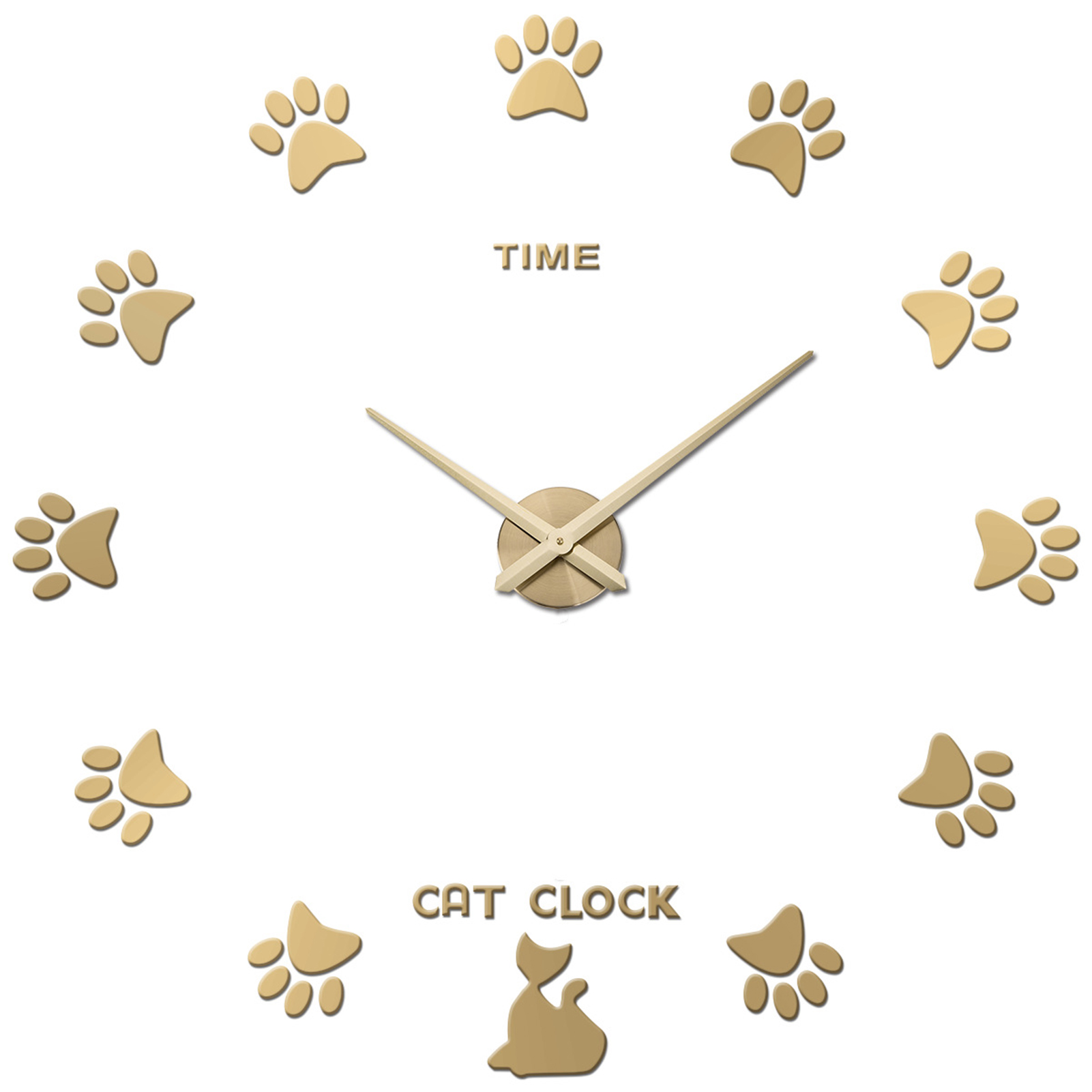 DIY 3D Cat Wall Clock - Sticker, Living Room, Kitty Claw Pattern ...