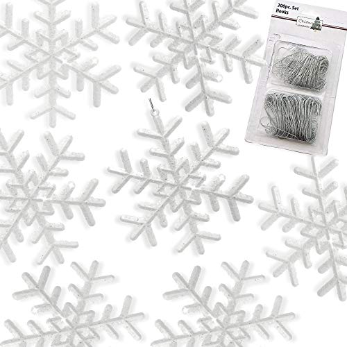 BANBERRY DESIGNS Snowflake Ornaments - Set of 24 White 'Fuzzy ...