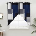 Blue Grey Swag Curtain Valance for Window 2 Panels Black Geometric ...