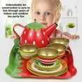 Tea Set for Little Girls, Pretend Play Tea Party Set, Fruit Design Kids Tin Tea Set with ...