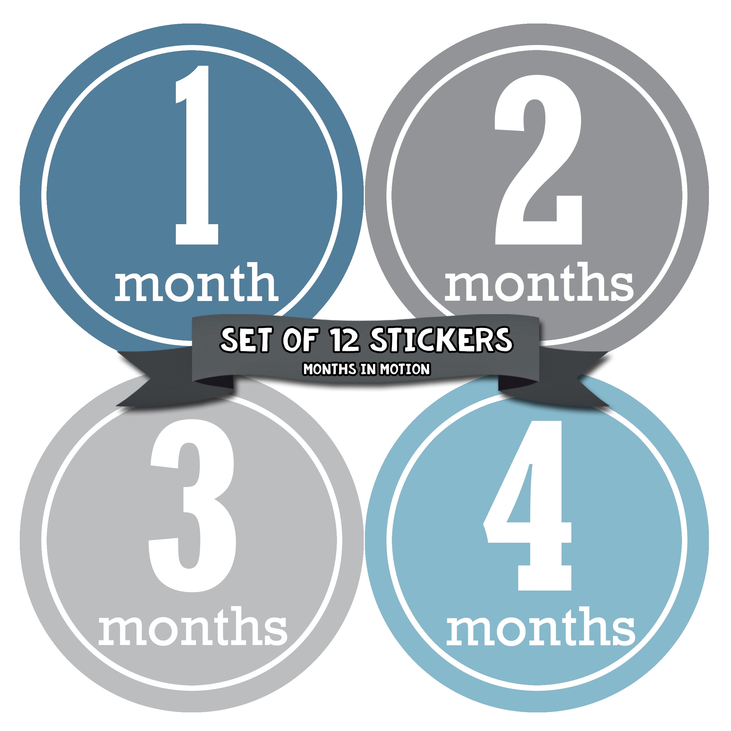 Months in Motion 163 Monthly Baby Stickers Baby Boy Month 1-12 ...