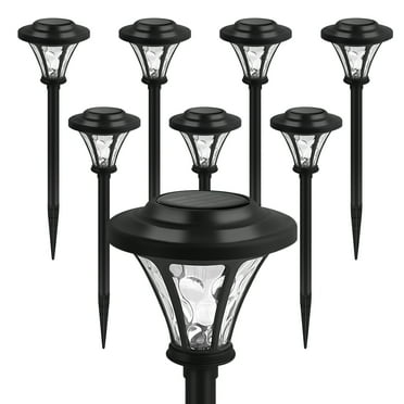 Mainstays Solar Powered Black Square Design LED Path Light, 5 Lumens ...