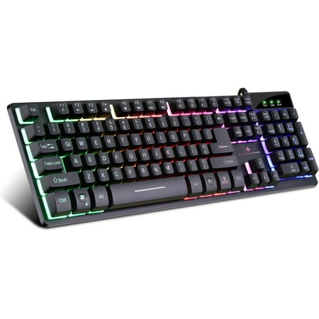 RGB Gaming Keyboard USB Wired Gaming Keyboard with Dedicated Media ...