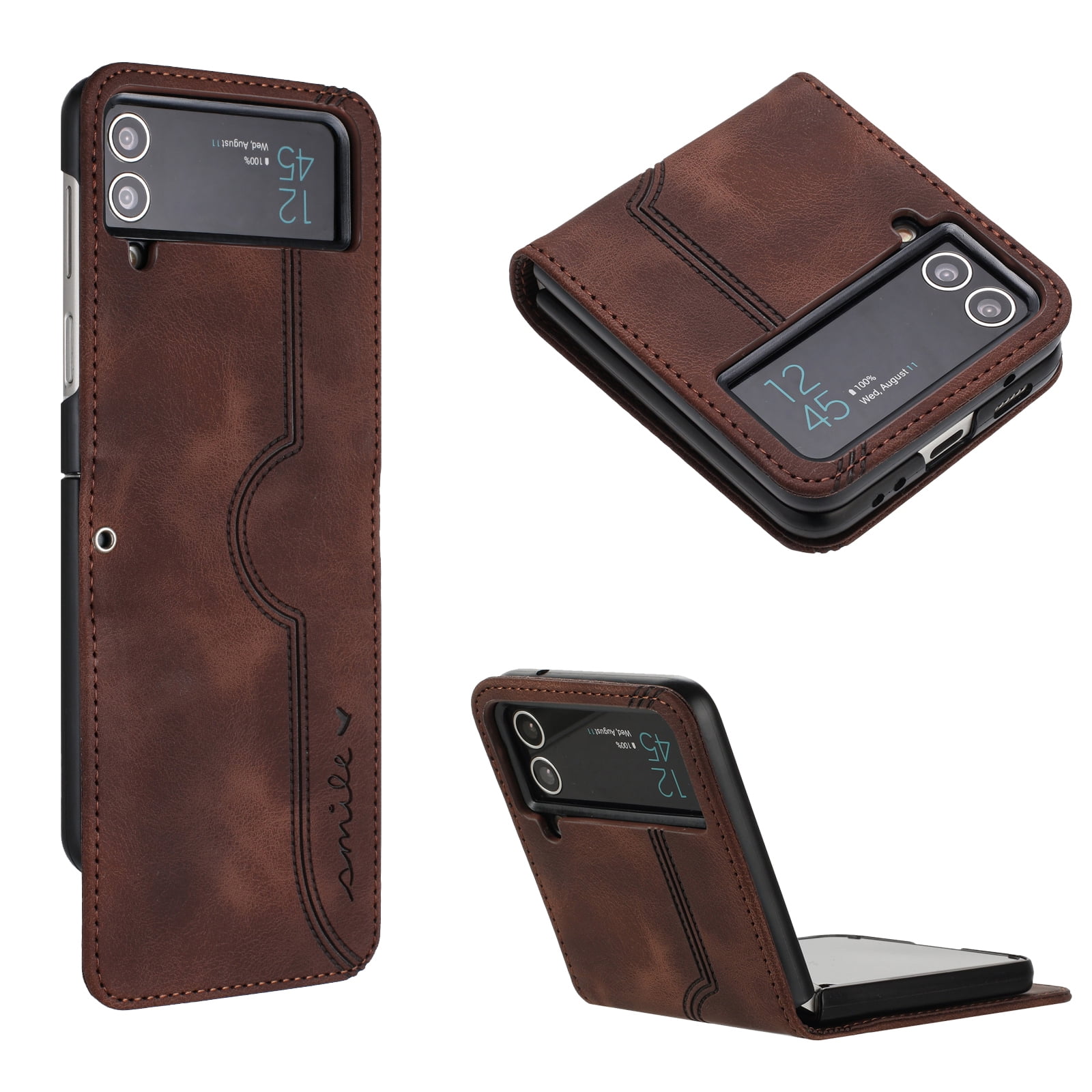 Luxury Case for Samsung Z Flip 3, Smile Design Premium Leather ...