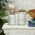 DecMode 9", 8"H Clear Glass Floral Decorative Jars with Brown Wooden ...