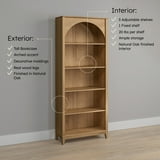 Prepac Ark 78" Tall 5-Tier Arched Bookcase in Natural Oak, Modern ...