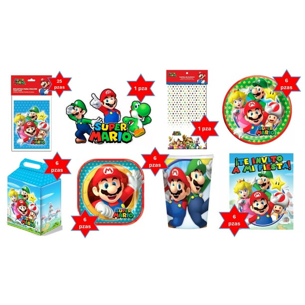 Paquete para fiesta tematica Super Mario con 8 elementos diferentes ...