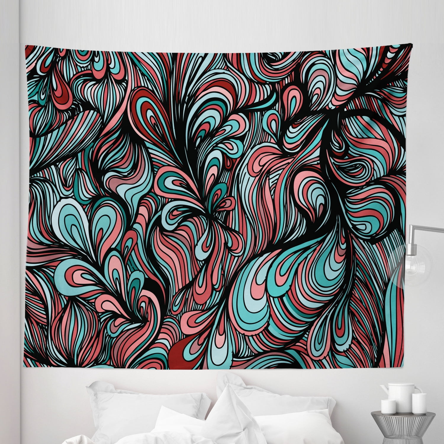 Art Tapestry, Absurd Shapes with Dim Colors in a Grunge Inspired ...