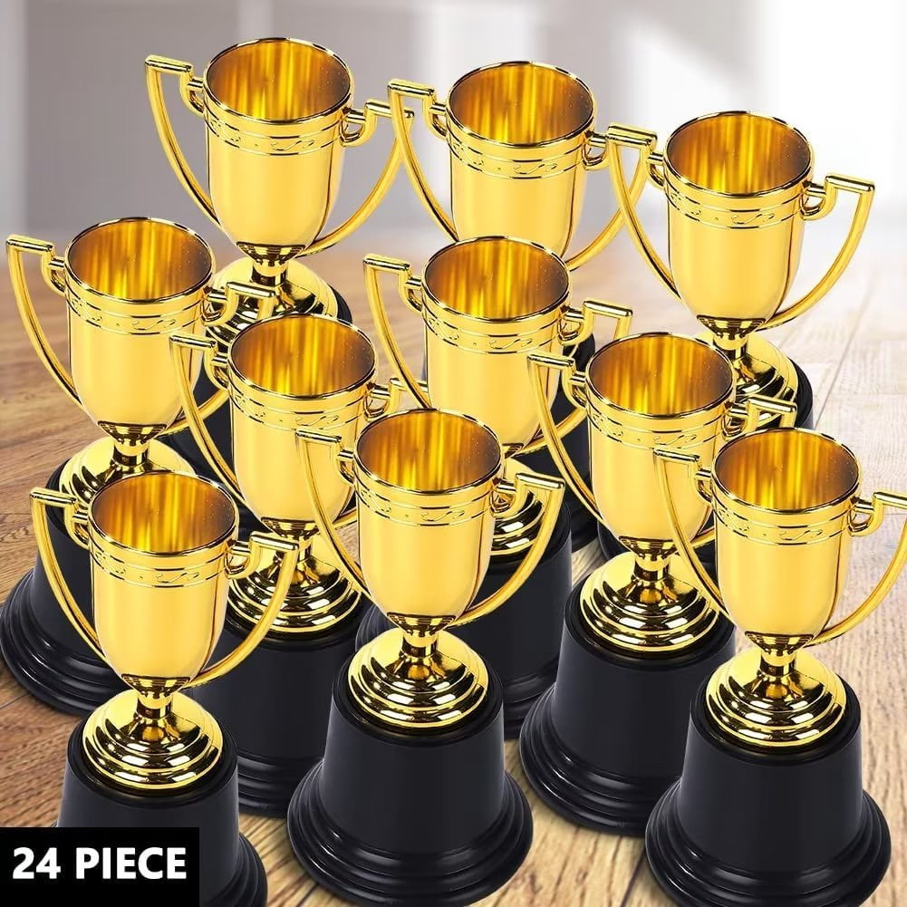 Shininglove Mini Trophies 24 Pack with Stickers 5 Inch Children Gold ...
