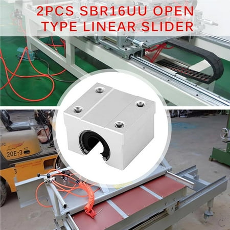 2pcs SBR16UU Open Type Linear Slider Silver Aluminum Alloy Slide Block ...