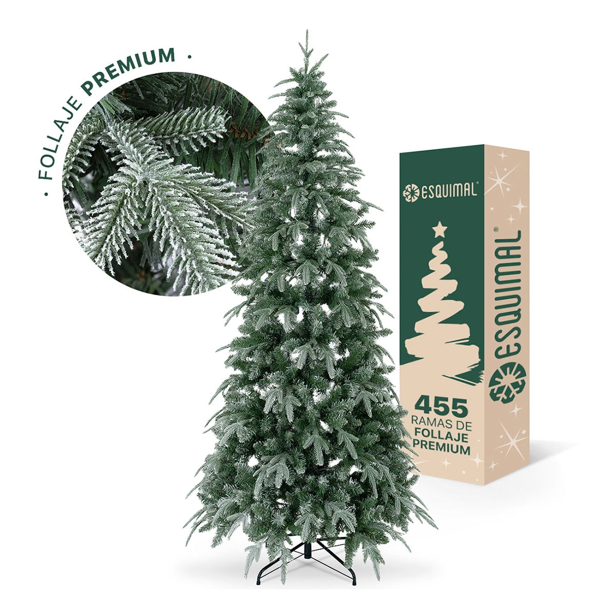 Árbol de Navidad Tipo Lápiz con Nieve 1.8m Esquimal Pino Navideño ...