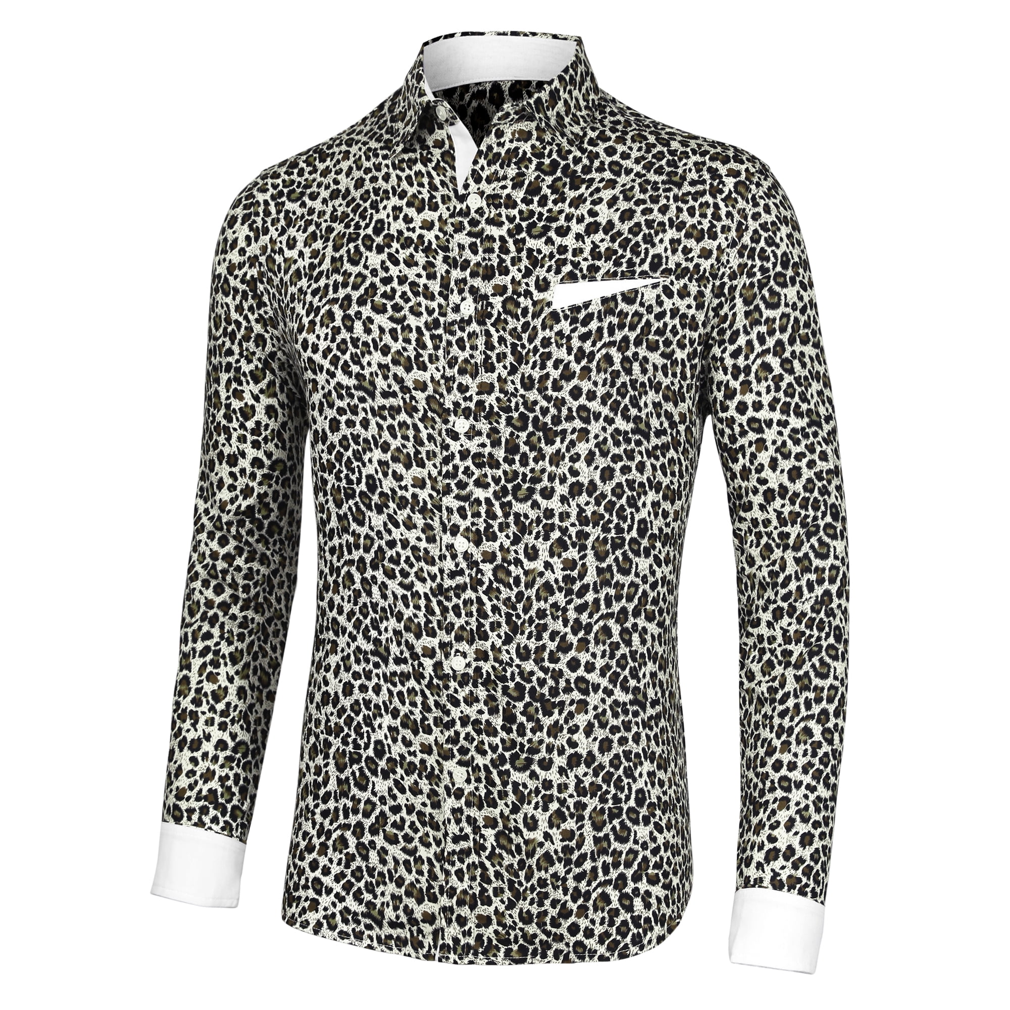 Click here for Inspire Chic Mens Vintage Leopard Printed Button D... prices