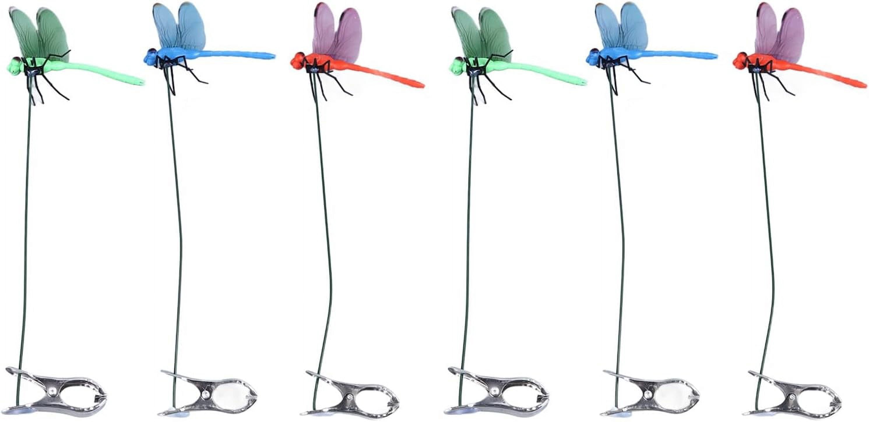 HELIAHO Fake Dragonfly Pole Clips, Outdoor 3D Dragonfly Garden ...