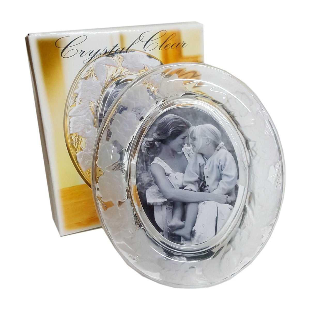 Crystal Clear Signatures Crystal Chrysanthemum Oval Picture Photo Frame ...