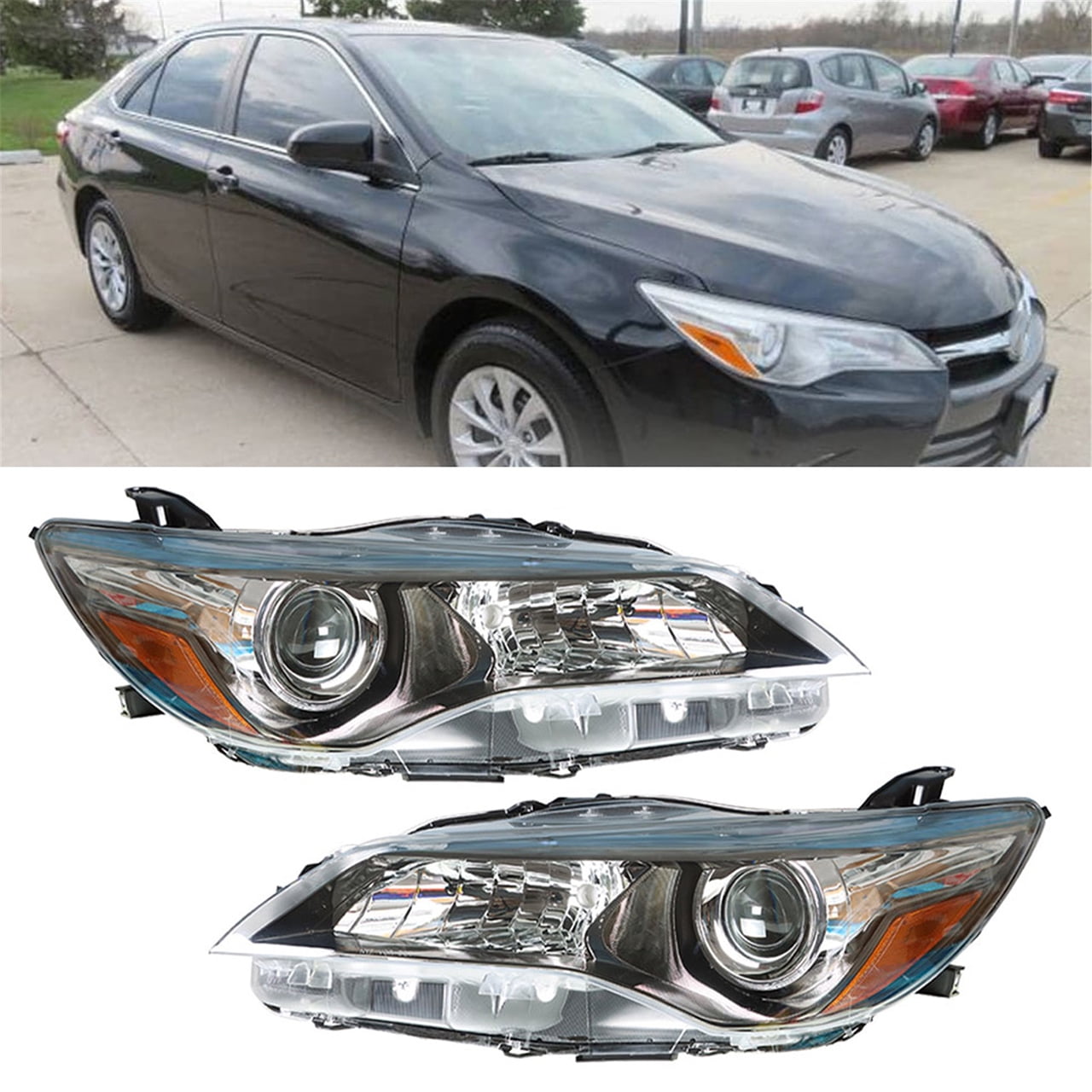 Labwork 2pcs Headlights Assembly Black Halogen Headlamp Housing Fit for ...