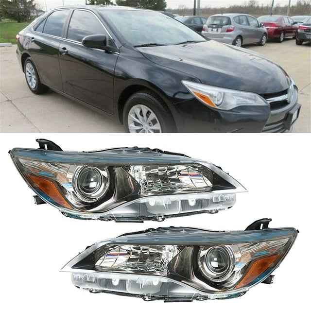 Labwork 2pcs Headlights Assembly Black Halogen Headlamp Housing Fit for ...