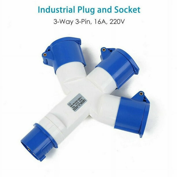 3-way adapter 3-pole plug cover 16A 220V Industrial IP44 - Power strip ...