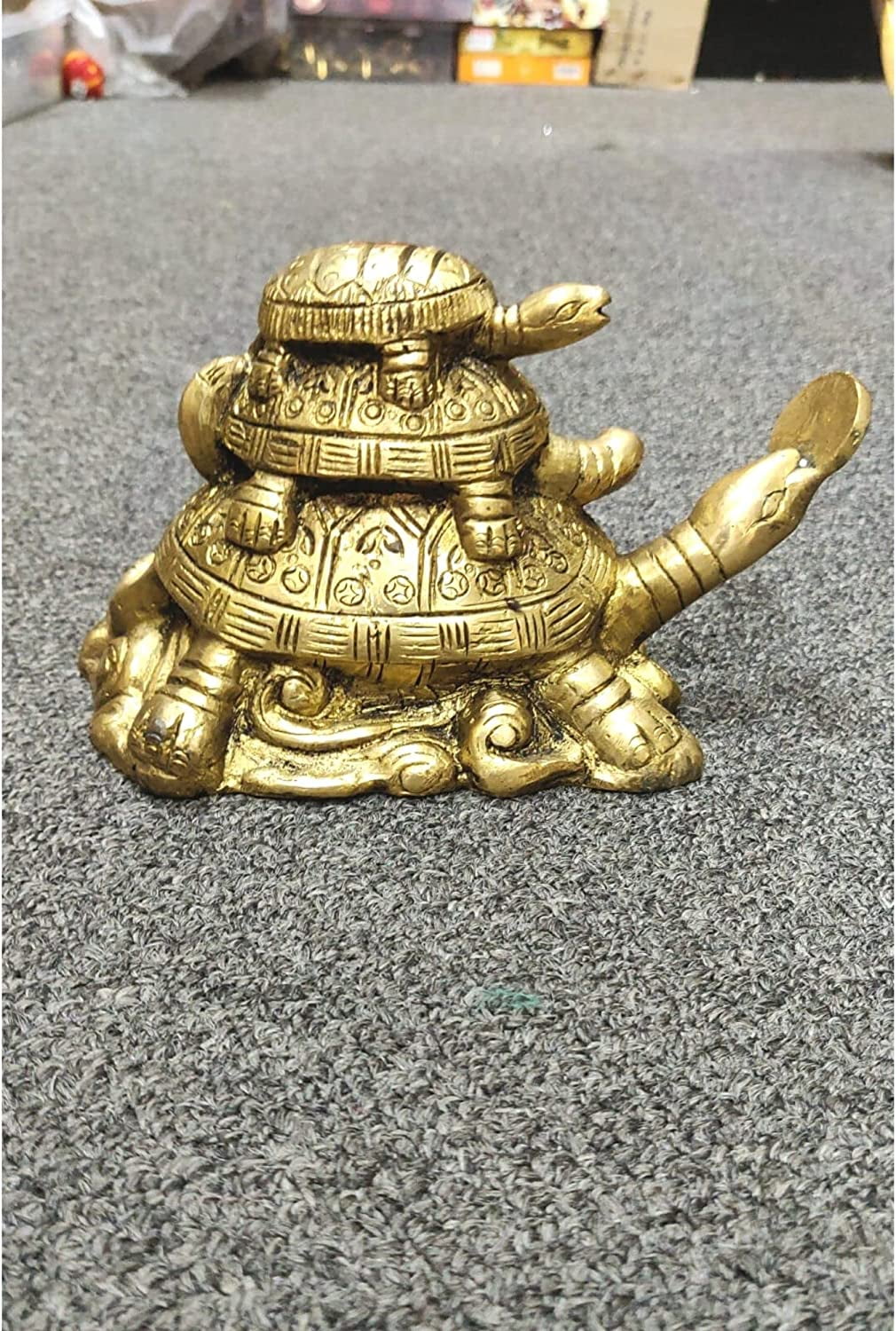 Three Tiered Tortoises for Health Wealth and Luck Showpiece Brass ...