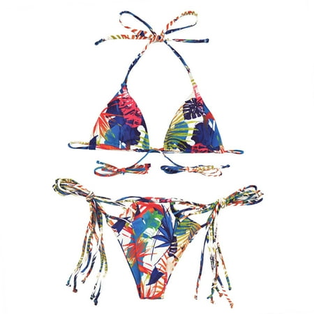Knotted String Triangle Bikini High Cut Cheeky Bikini Set Women's ...