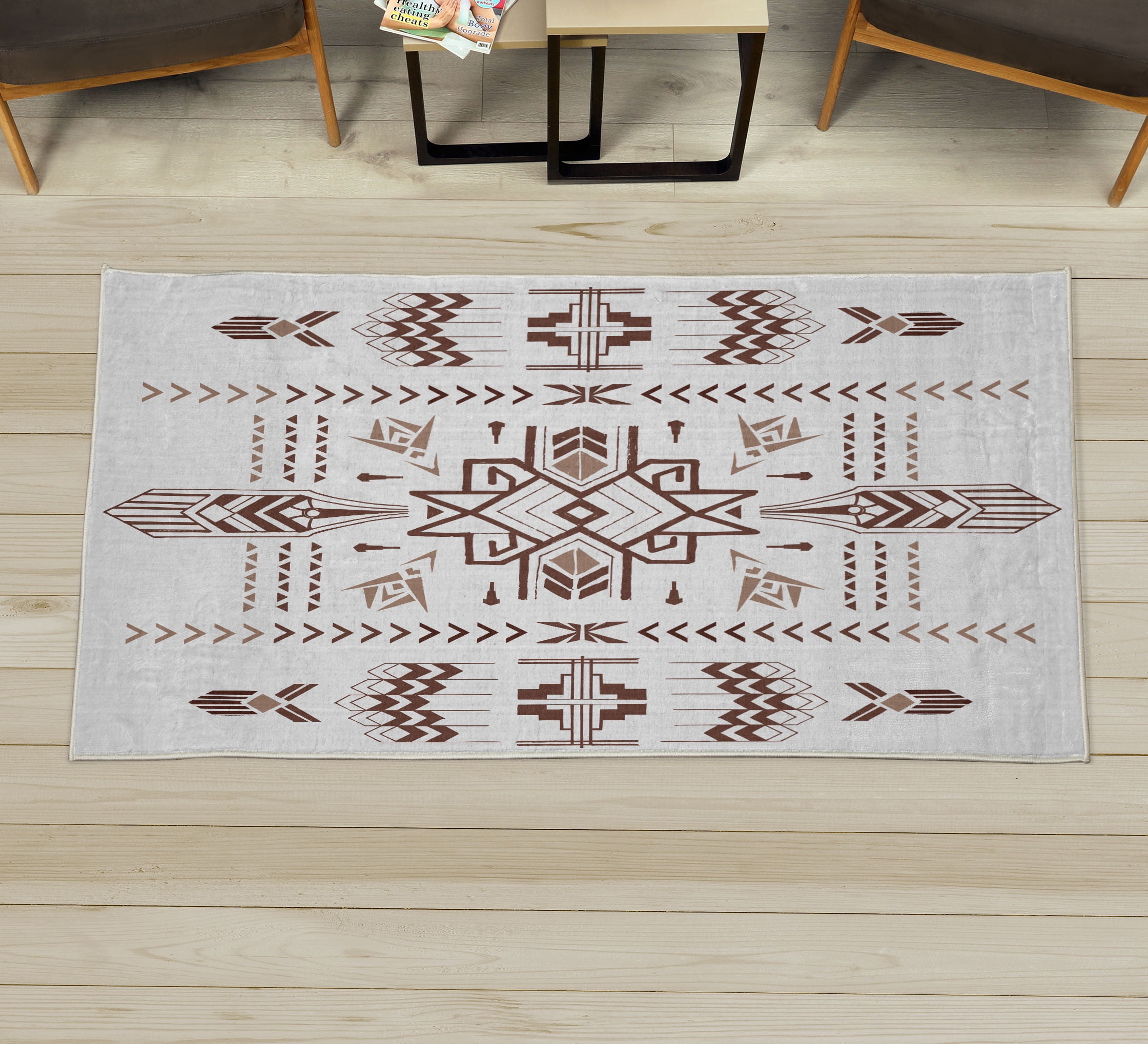 Geometric Decorative Rug, Tribal Hand Drawn Vintage Aztec Background in ...