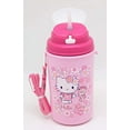 OSK Hello Kitty 450ml Pink Water Bottle with Straw and Travel Carrying Strap for Girls from ...