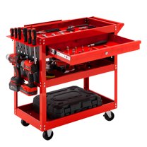 Three Tray Mobile Rolling Tool Cart with Large Wheels, Mechanic Cabinet ...