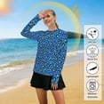 Blue Leopard Print Women UPF 50+ UV Shirts Long Sleeve with Thumb Holes ...
