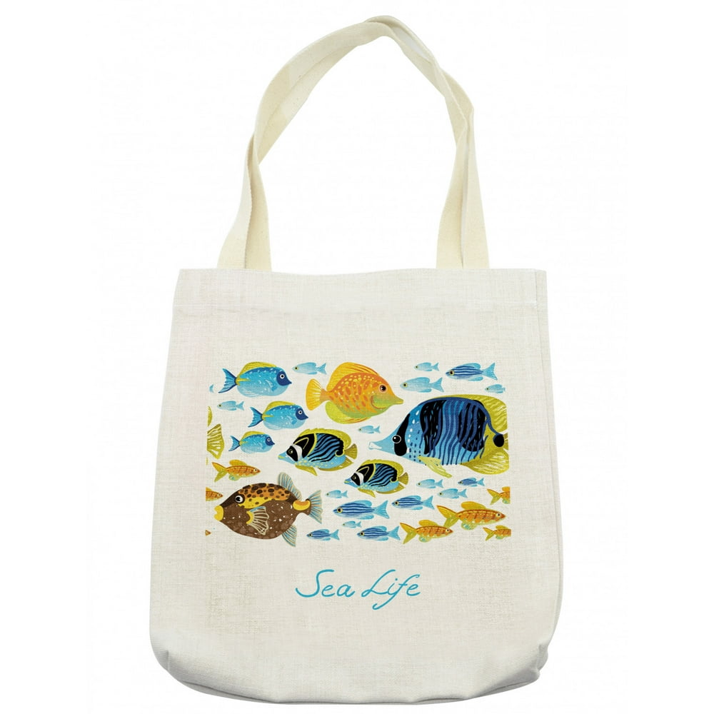 Fish Tote Bag, Vivid Underwater Wild Life Freshwater Tropical Animals ...