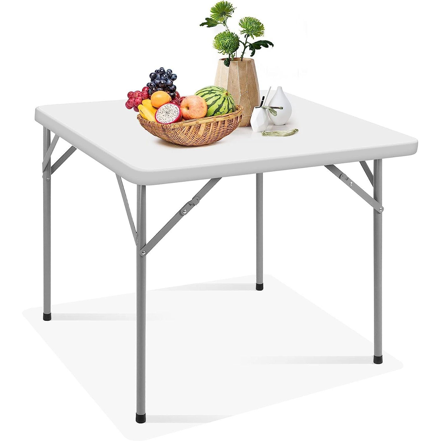 Bilot 34”Square Folding Card Table, 2.8ft Portable Plastic Picnic Table ...