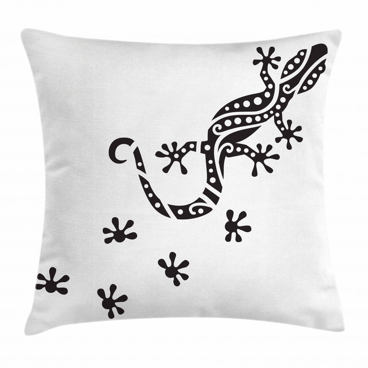 Gecko Throw Pillow Cushion Cover, Monochrome Composition of a Lizard ...