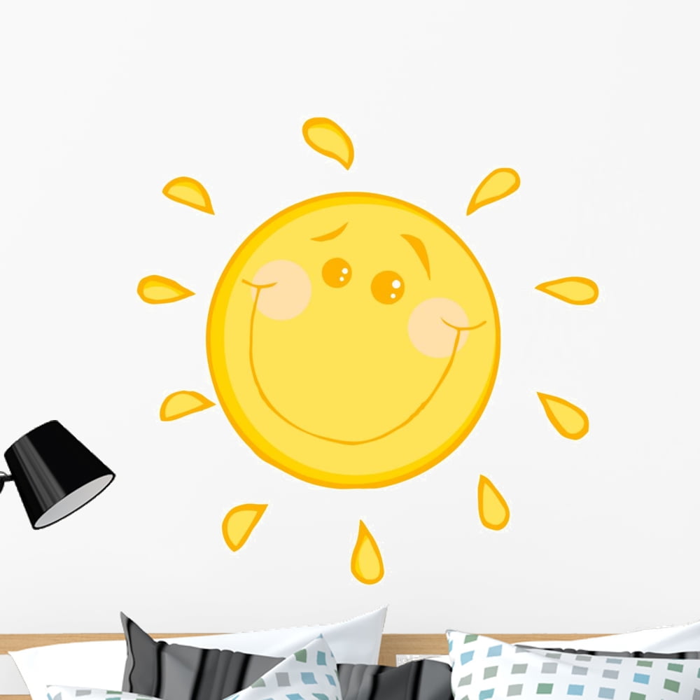 Smiling Sun Character Wall Decal Sticker by Wallmonkeys Peel and Stick ...