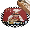 Black Rustic Chefs Round Living Room Rugs 3.3 ft, Cooking Food Wine ...