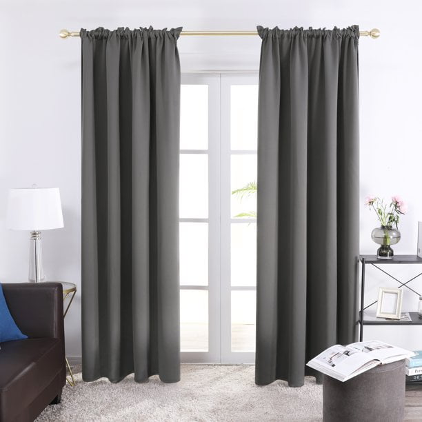 Deconovo Grey Blackout Curtains Room Darkening Curtains Black Out ...