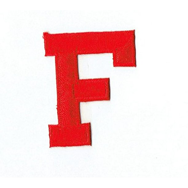 Alphabet Letter - F - Color Red - 2" Block Style - Iron On Embroidered ...