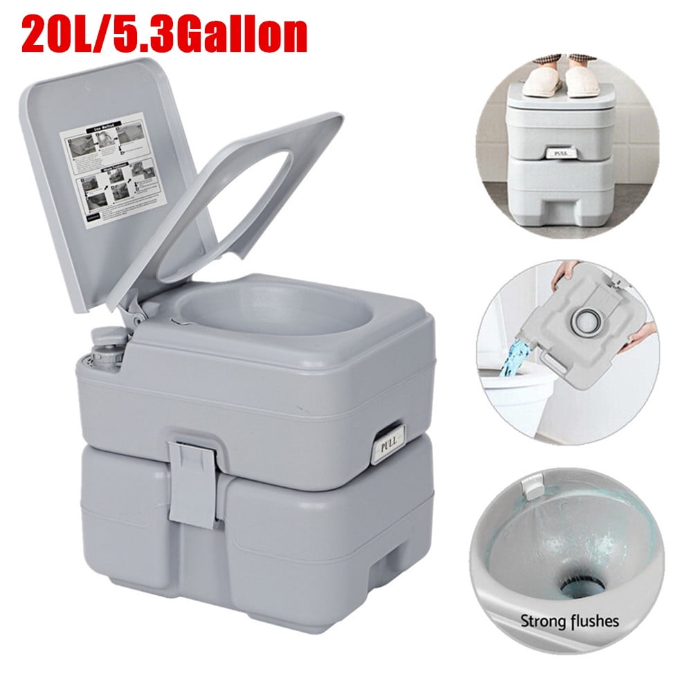 TOPCHANCES Portable Push-rod Toilet, 20L/5.28 Gallon Outdoor Potty ...
