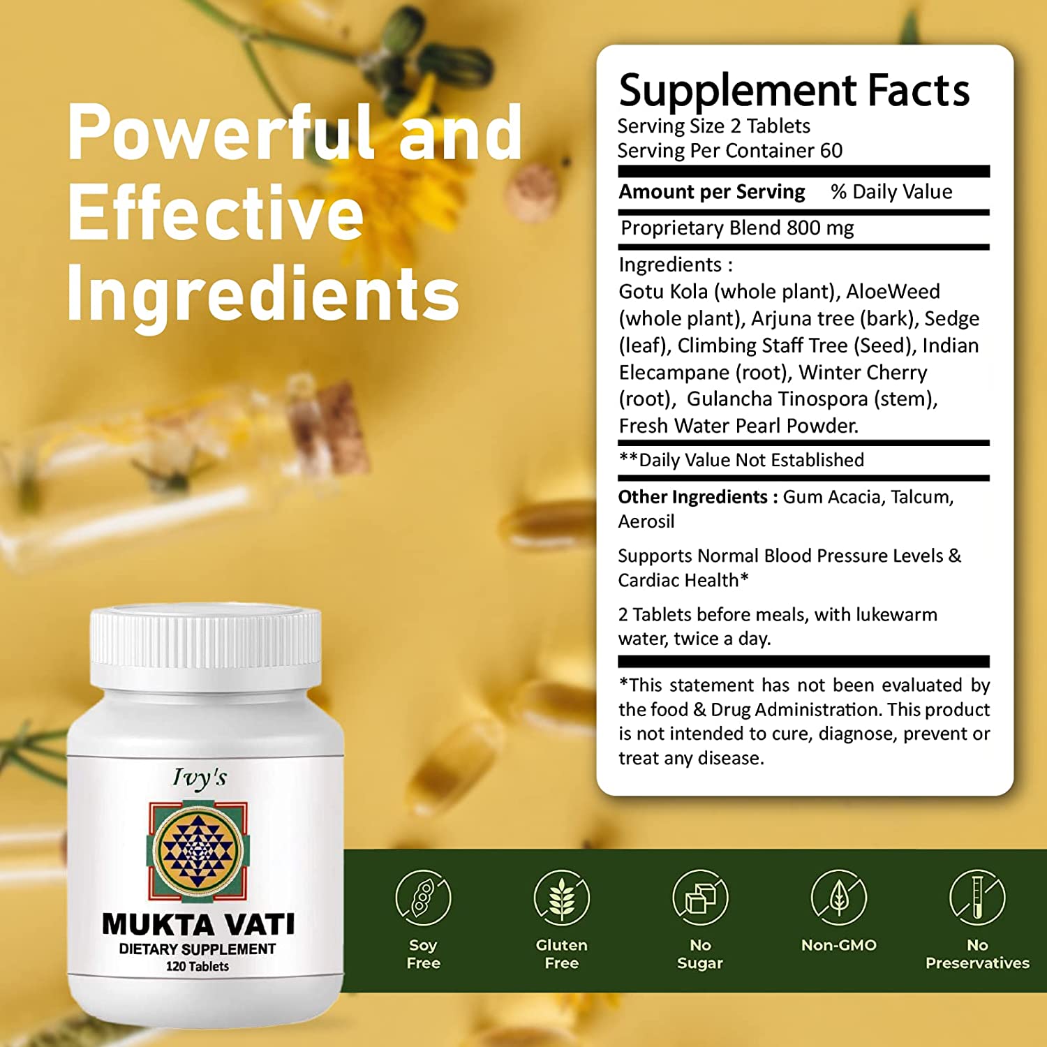 Buy Ivy's Mukta Vati 120 Tablets per Bottle | Blood Pressure Support ...