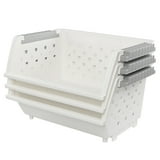 Doryh Large Stackable Plastic Storage Baskets/Bins, 3-Tier Open Front ...