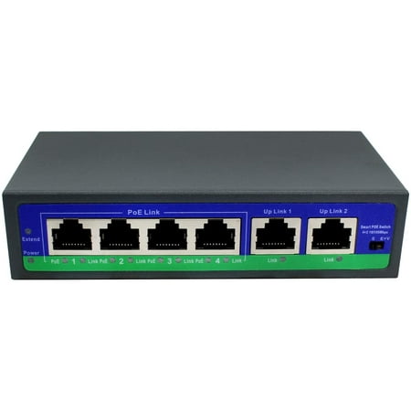 axGear ANVISION 6-Port Ethernet Switch with 4 PoE Ports + 2 Uplink, 10 ...