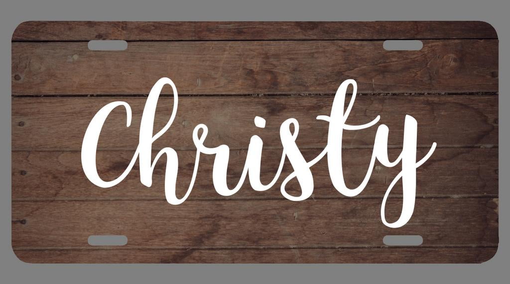Christy Name Wood Style License Plate Tag Vanity Novelty Metal | UV ...