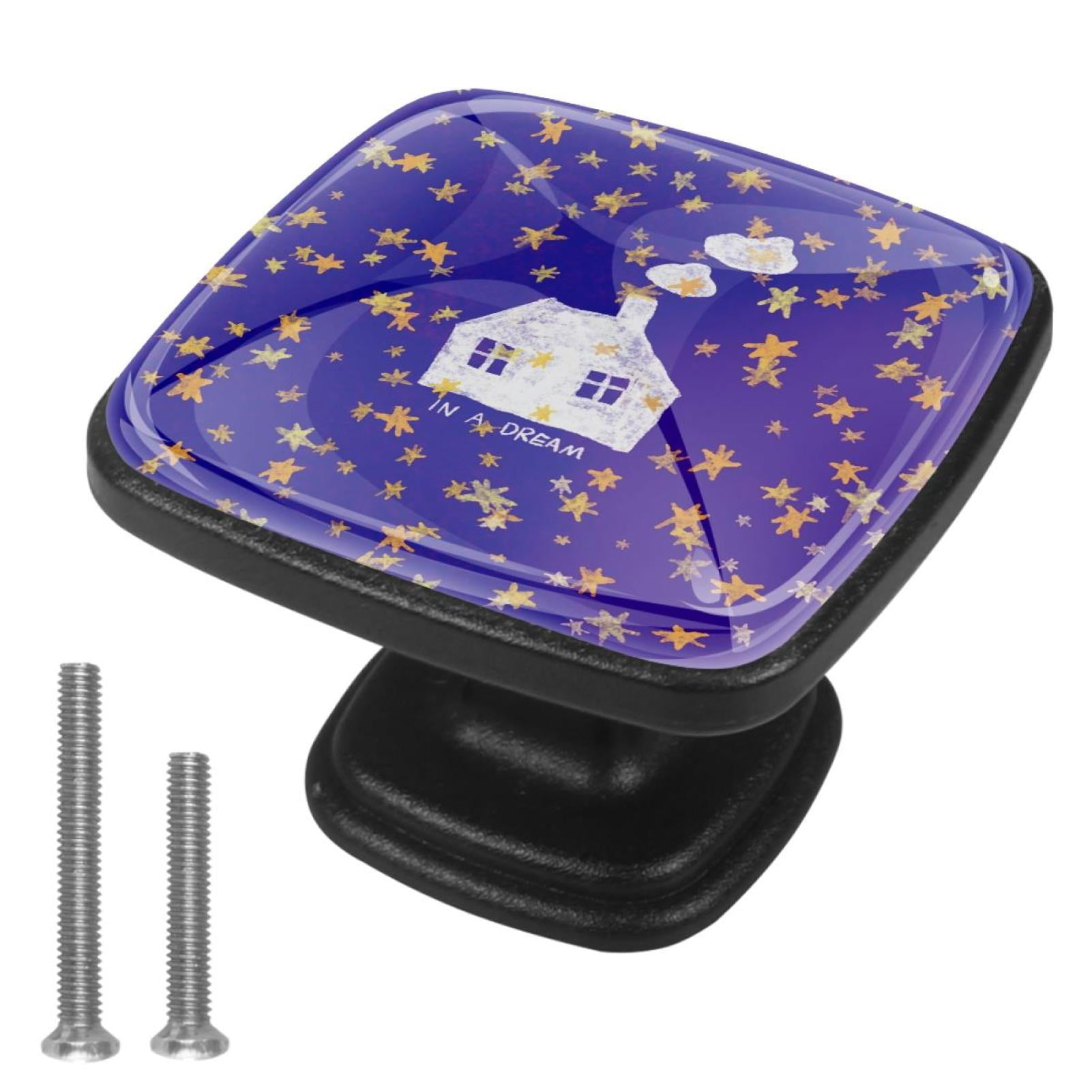 4 Pcs Cabinet Handle Drawer Pulls House Knobs with Screws Square ...