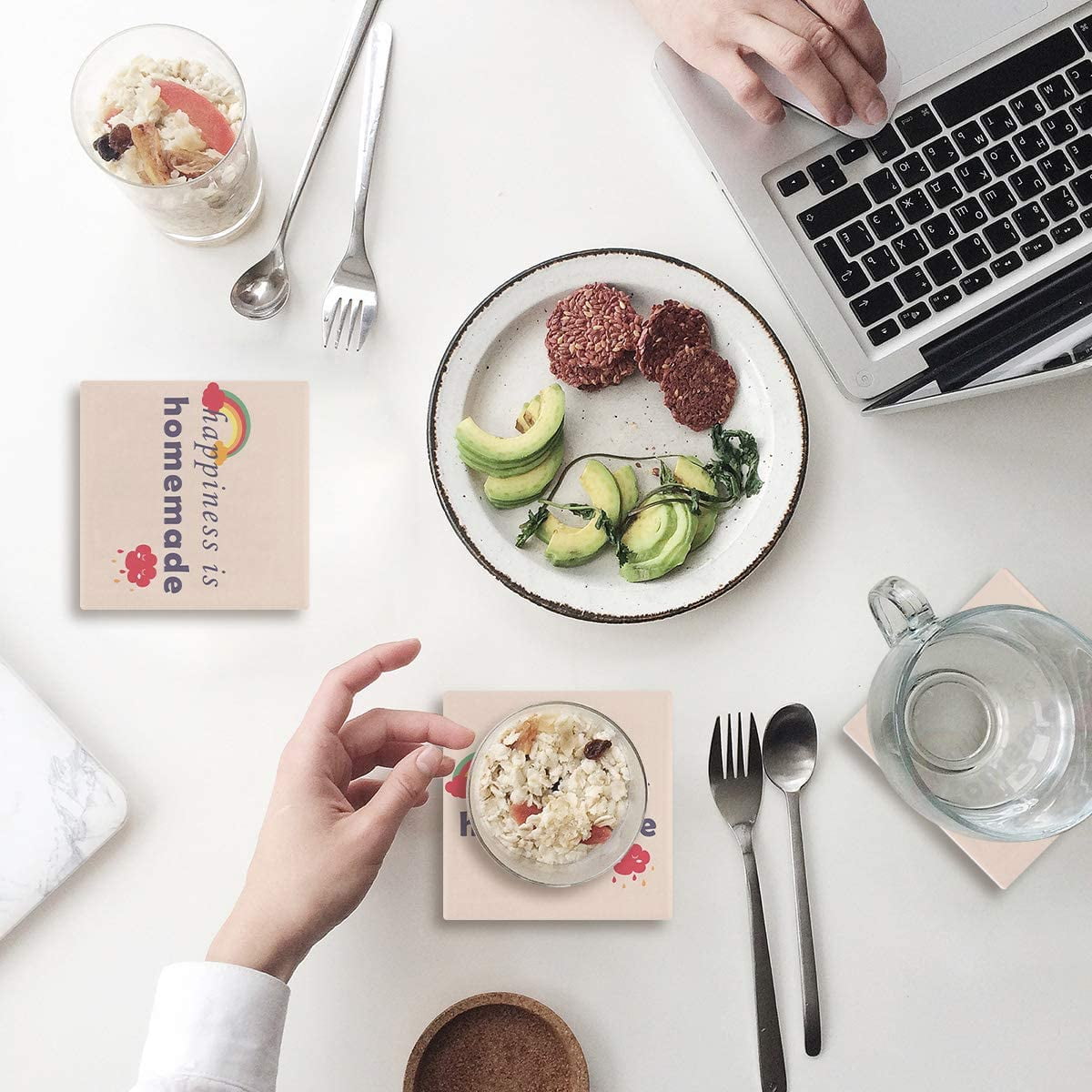 FMSHPON Happiness is Homemade Set of 6 Coaster for Drinks, Absorbent ...