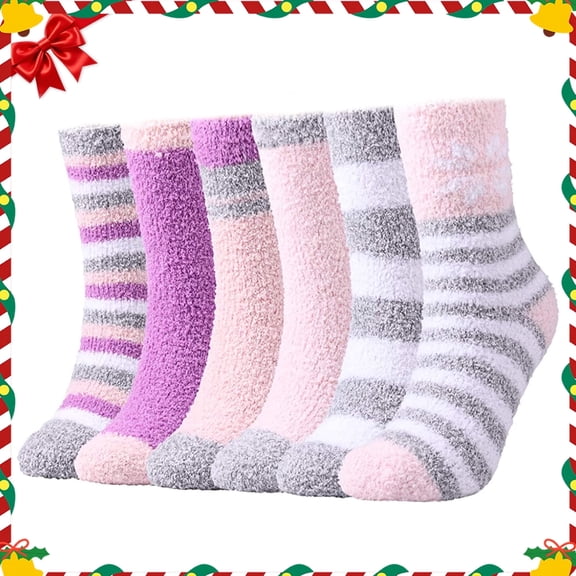 Fuzzy Socks Plush Sleep Cozy Winter Warm Christmas Tree Soft Hospital ...