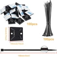 100-pack 3/4 inch adhesive cable tie mounts, 6 inch adjustable plastic ...
