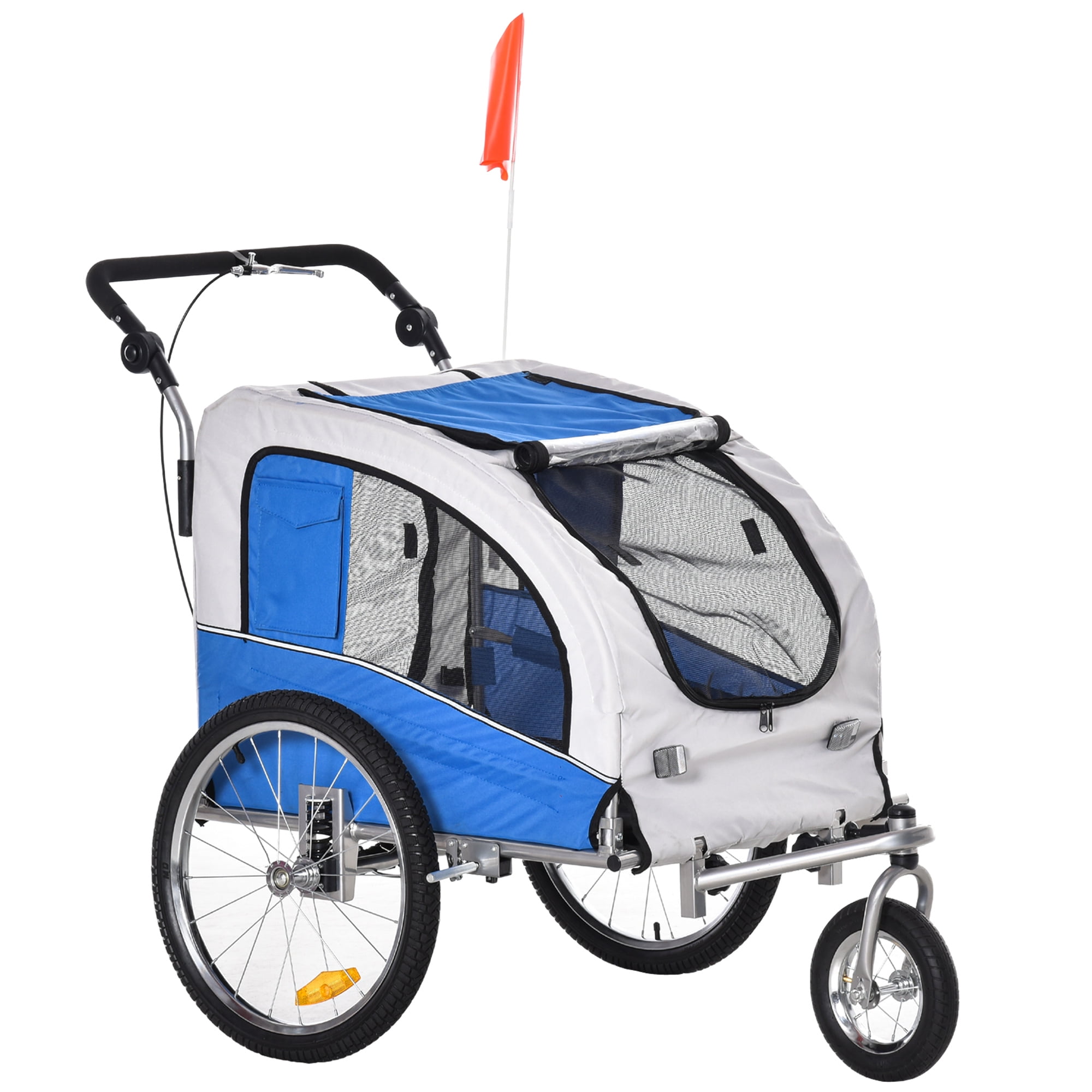 Click here for Aosom Dog Bike Trailer 2-In-1 Pet Stroller With Su... prices