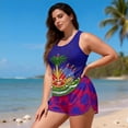Binienty Haiti Flag Pattern Women's Tankini Shorts Set, Removable Chest ...